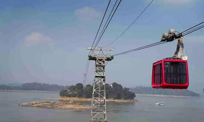 India's Longest River Ropeway Over River Brahmaputra In Assam ...